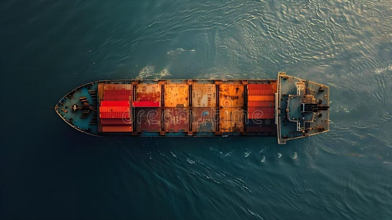 Aerial View of a High-Tech Smart Cargo Container on a Maritime Ship ...