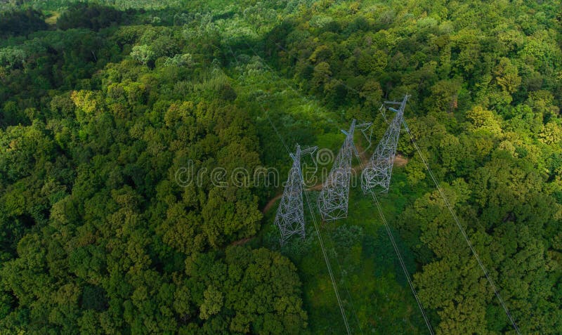 Aerial View. High Voltage Metal Post Stock Photo - Image of ...