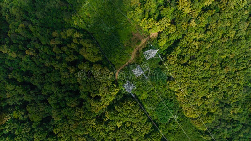 Aerial View. High Voltage Metal Post Stock Image - Image of metallic ...