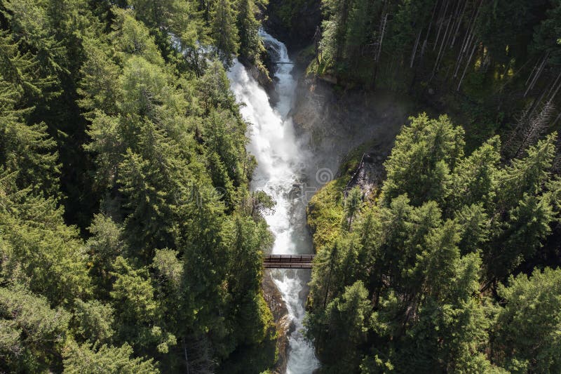 Aerial View of the Highest Waterfall of the Riva Campo Tures Stock ...