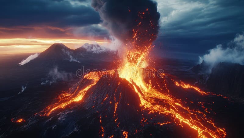 An Aerial View Highlights the Dramatic Effects of a Volcanic Eruption ...