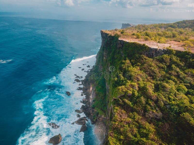 Aerial View with Hight Cliff and Beautiful Blue Ocean Stock Photo ...