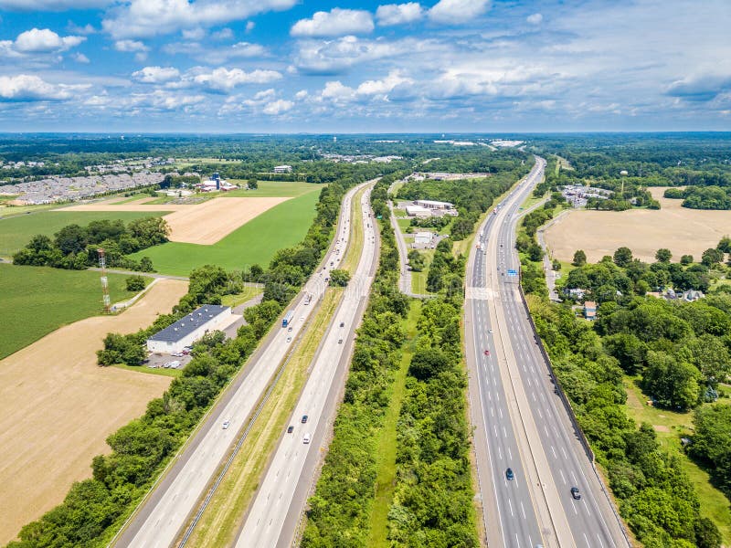 Aerial view of highway stock image. Image of aerial - 118457301