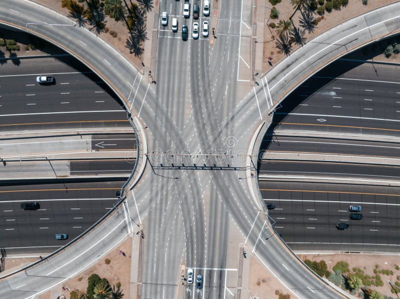 Aerial View of the Highway and Crossroads Intersections in Phoenix, USA ...