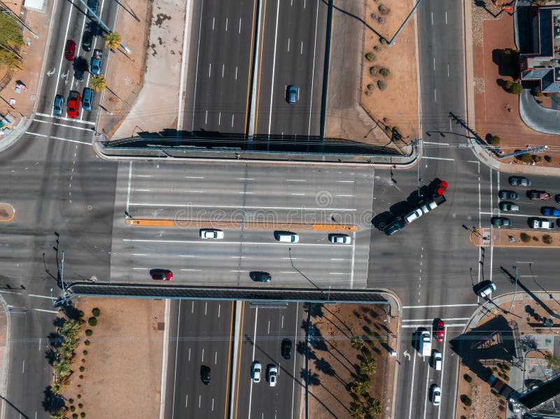 Aerial View of the Highway and Crossroads Intersections in Phoenix, USA ...