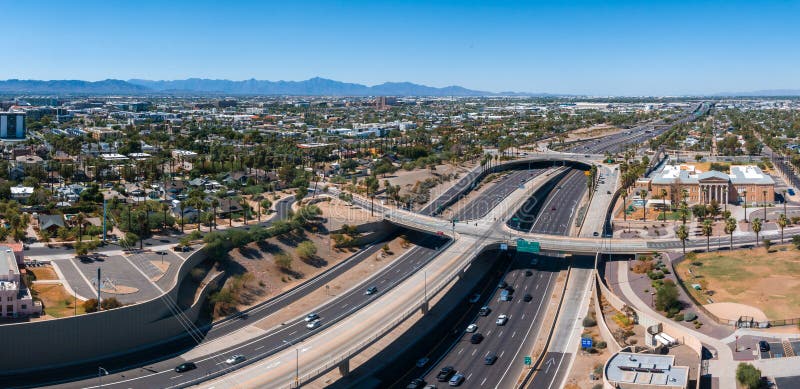 Aerial View of the Highway and Crossroads Intersections in Phoenix, USA ...