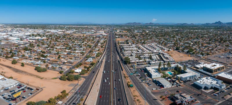 Aerial View of the Highway and Crossroads Intersections in Phoenix, USA ...