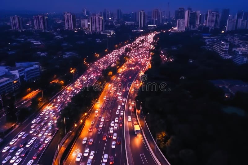 Aerial View of a Highway with a Huge Traffic Jam Created with ... Aerial View of a Highway with a Huge Traffic Jam Created with ...