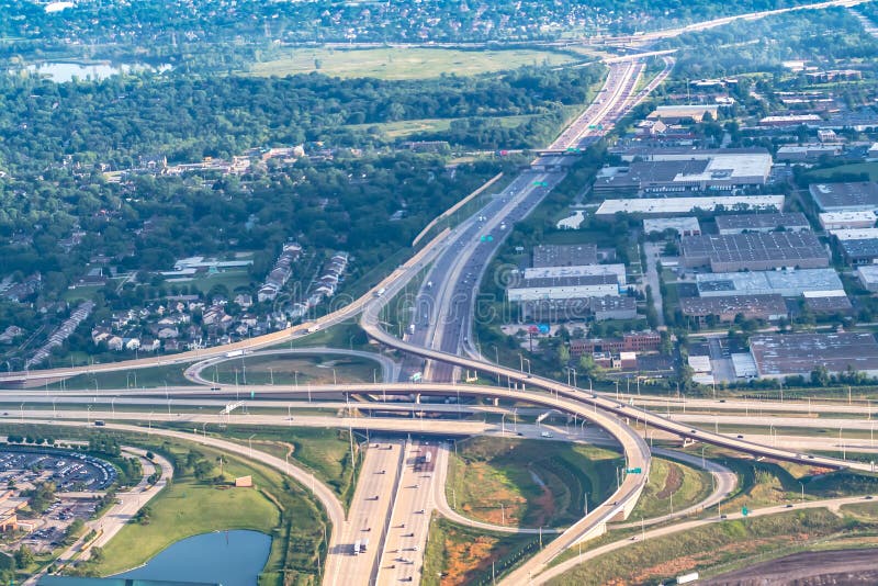 Aerial View of Highway Interchange in a City Stock Photo - Image of ...