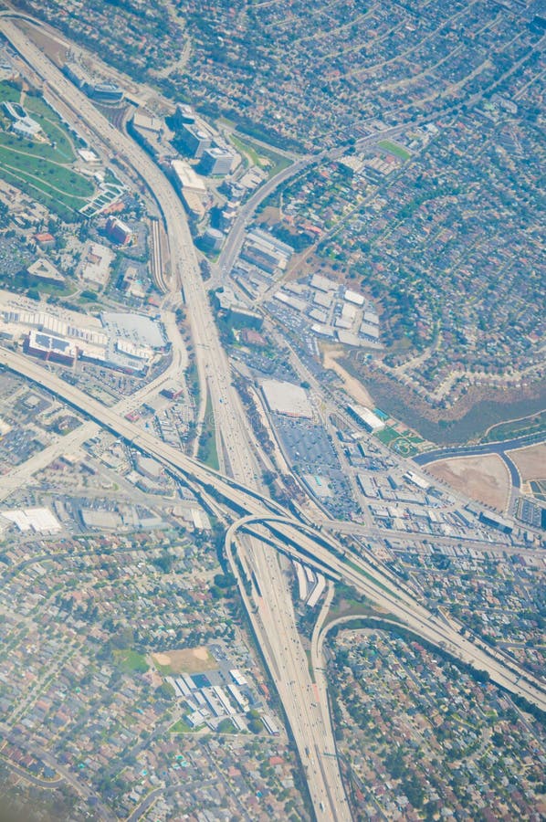 Aerial View of Highway Interchange Los Angeles Stock Image - Image of ...