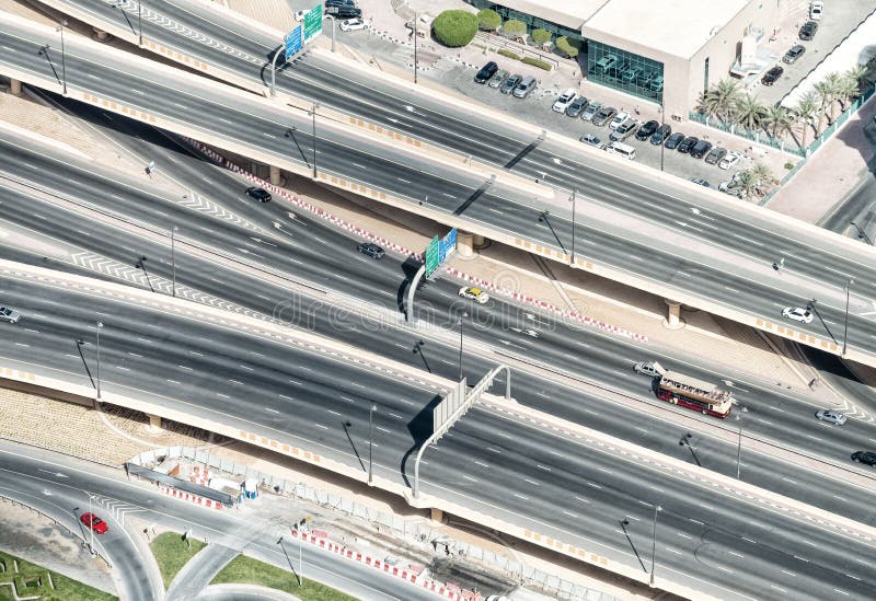 Aerial View of Highway Interchange of Modern Urban City Stock Photo ...