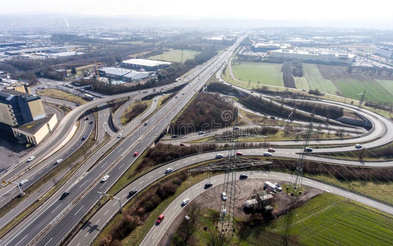 Aerial View of a Highway Intersection with a Clover-leaf Interchange ...