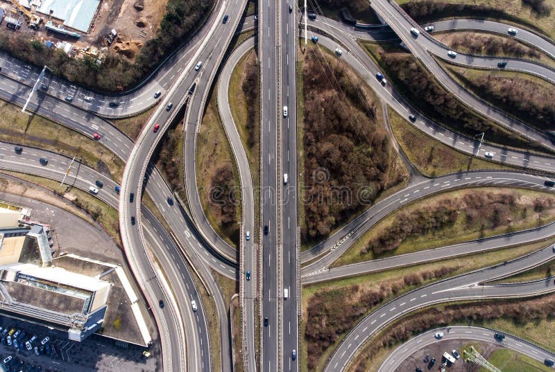 Aerial View of a Highway Intersection with a Clover-leaf Interchange ...