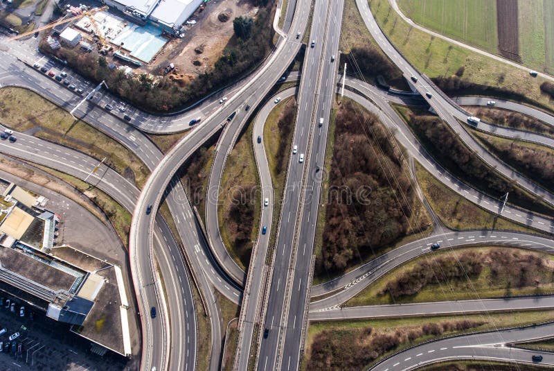 Aerial View of a Highway Intersection with a Clover-leaf Interchange ...