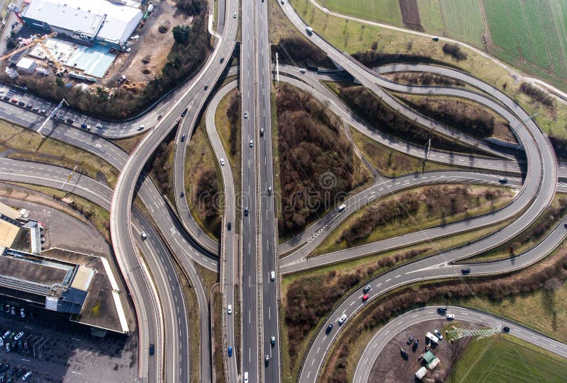 Aerial View of a Highway Intersection with a Clover-leaf Interchange ...