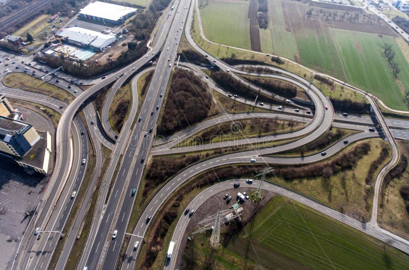 Aerial View of a Highway Intersection with a Clover-leaf Interchange ...