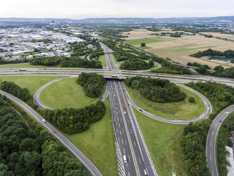 Aerial View Of Highway Cloverleaf Stock Photo - Image of freeway ...