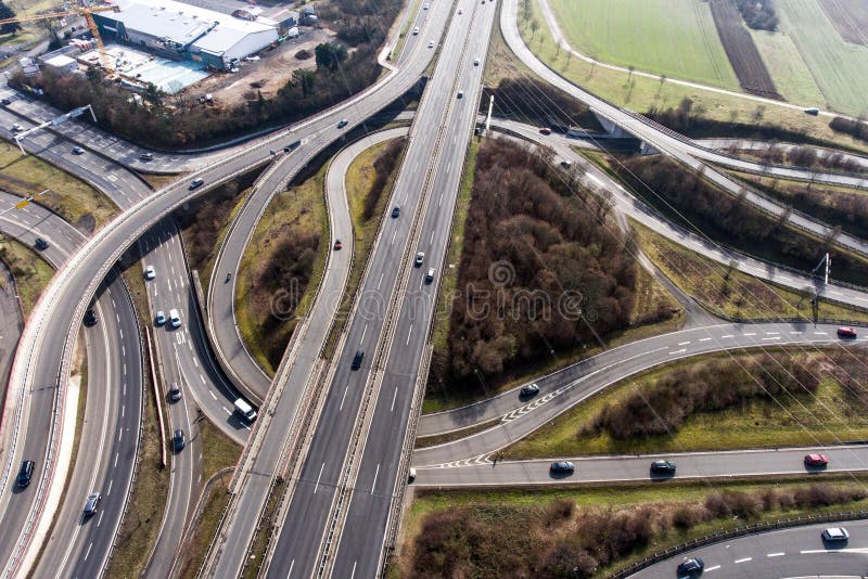 Aerial View of a Highway Intersection with a Clover-leaf Interchange ...