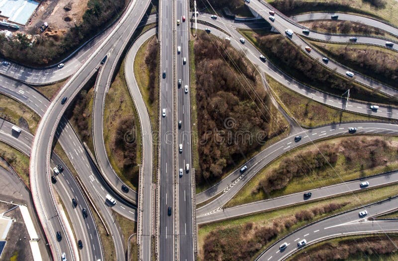 Aerial View of a Highway Intersection with a Clover-leaf Interchange ...