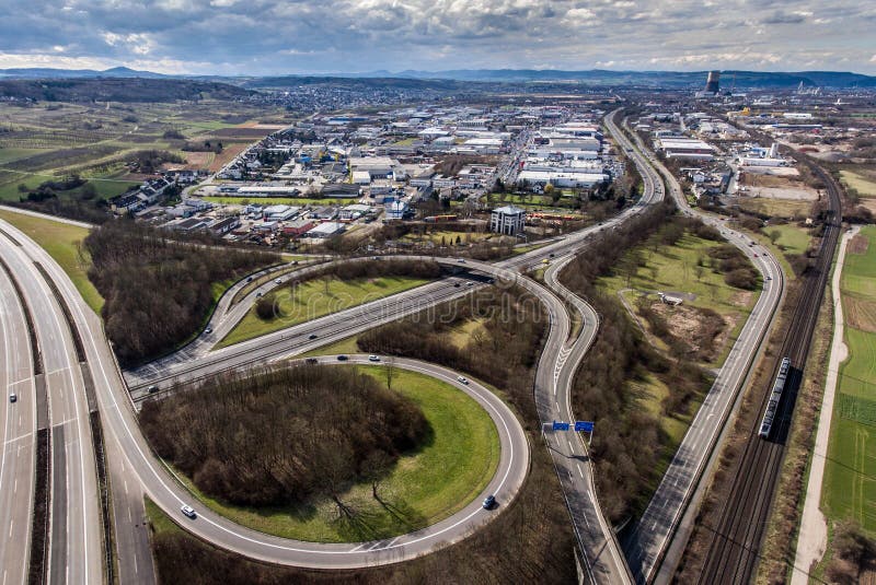 Aerial View of a Highway Intersection with a Clover-leaf Interchange ...