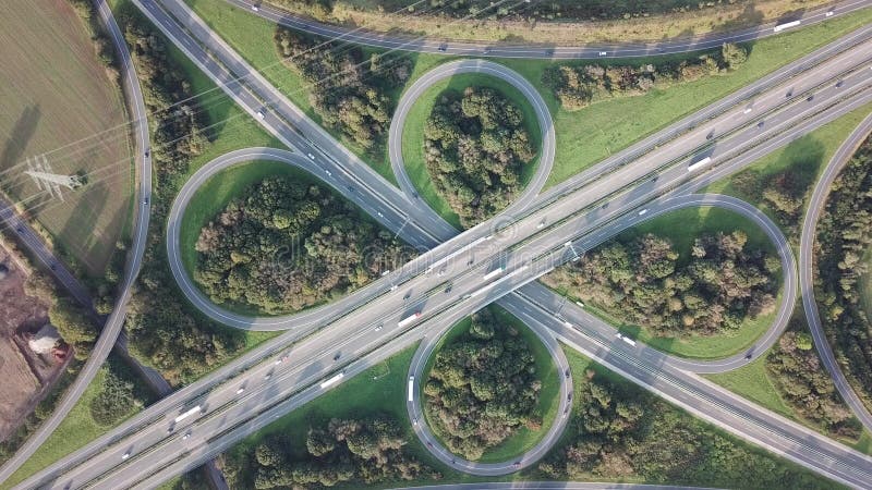Highway Intersection Aerial View Stock Footage - Video of cloverleaf ...