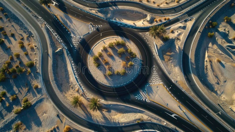 Aerial View of a Highway Intersection in the Desert. Ideal for ...