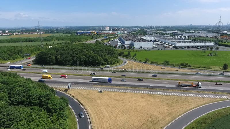 Aerial View of a Highway Intersection and Industrial Area Stock Video ...