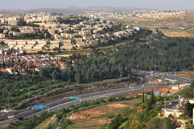 Aerial View on Highway. Jerusalem, Israel. Stock Photo - Image of east ...