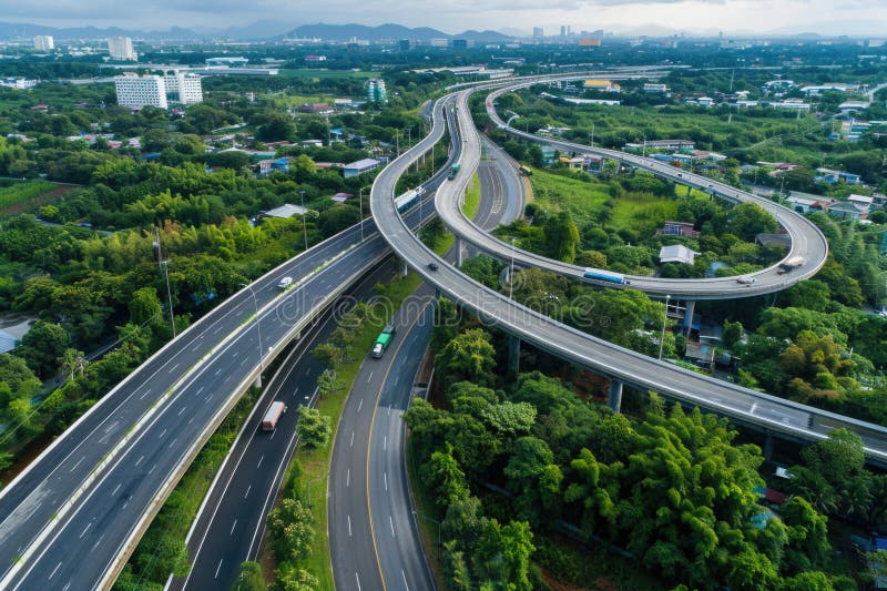 An Aerial View of a Highway with Multiple Lanes, Suitable for ...