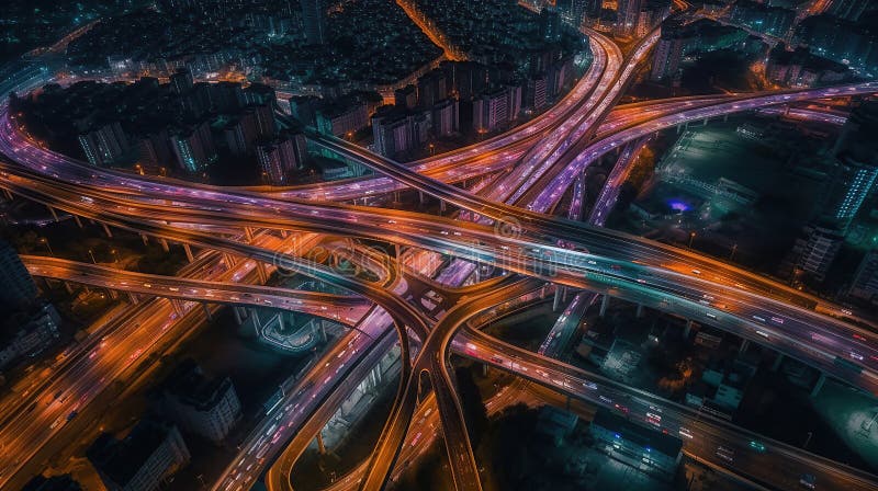 Aerial View of Highway and Overpass in City. Generative Ai Stock ...