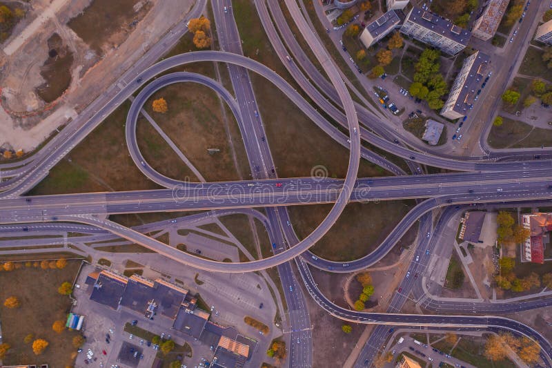 Aerial View of Highway and Overpass Intersection Stock Photo - Image of ...