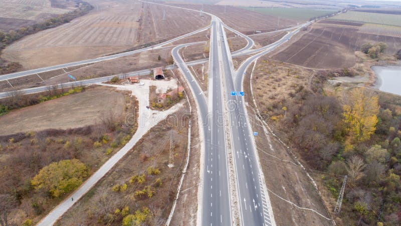 Aerial View of Highway and Overpass. Road Junction, Highway ...