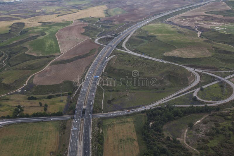 Aerial view of a highway stock image. Image of curve - 118594531