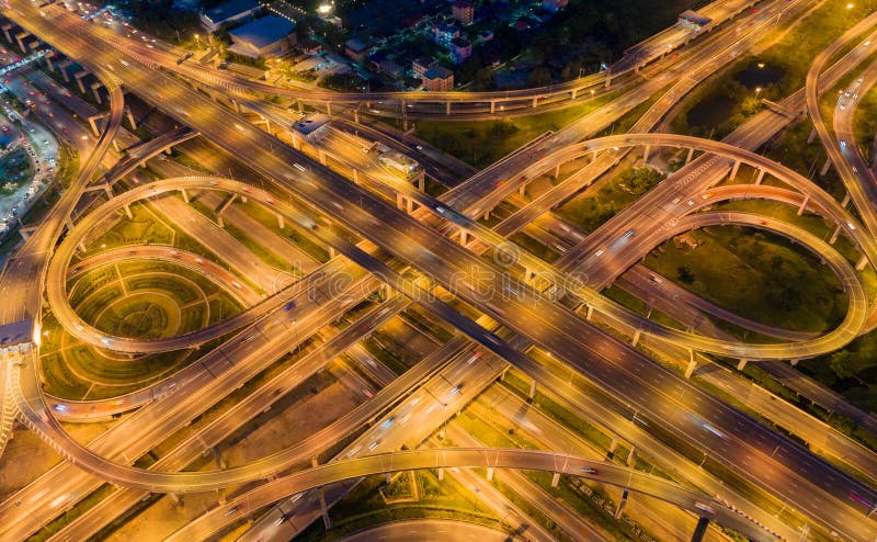 Aerial View Highway Road Intersection for Transportation, Distribution ...