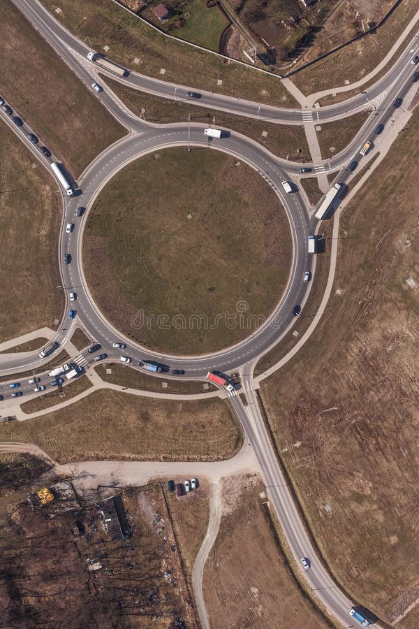 Aerial View of Highway Roundabout in Poland Stock Image - Image of ...