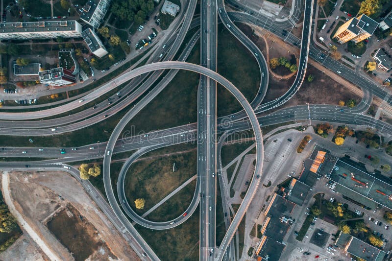 Aerial View of Highways with Overpass Intersections Stock Photo - Image ...