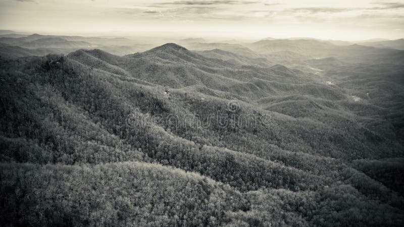 Aerial View of Hills of North Carolina in Black and White Stock Photo ...