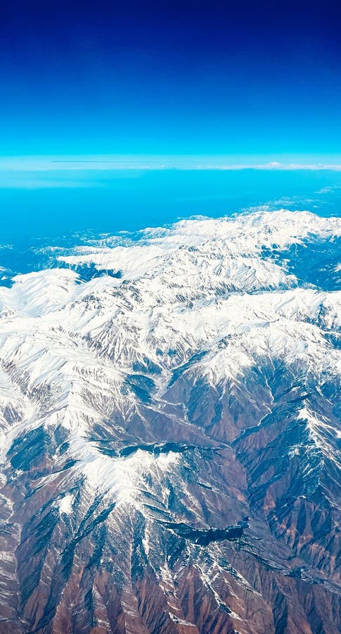 Aerial View of Himalaya Mountain Range and Blue Sky with Clouds Stock ...