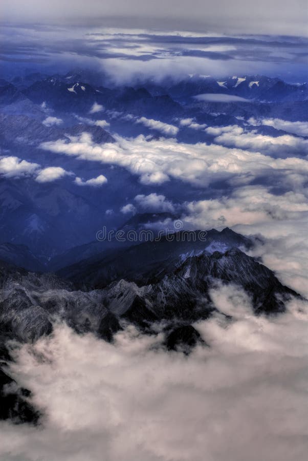 Aerial view of Himalayas stock image. Image of mountains - 4362193
