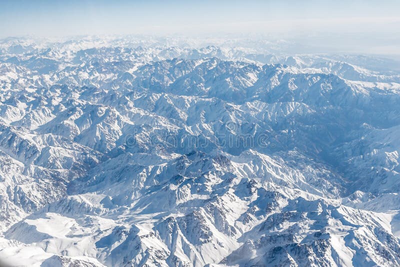 Aerial view of Himalayas stock photo. Image of high, range - 64116176