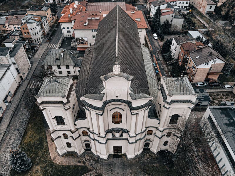 Aerial View of a Historic Chapel Building in Lowicz, Poland Stock Image ...