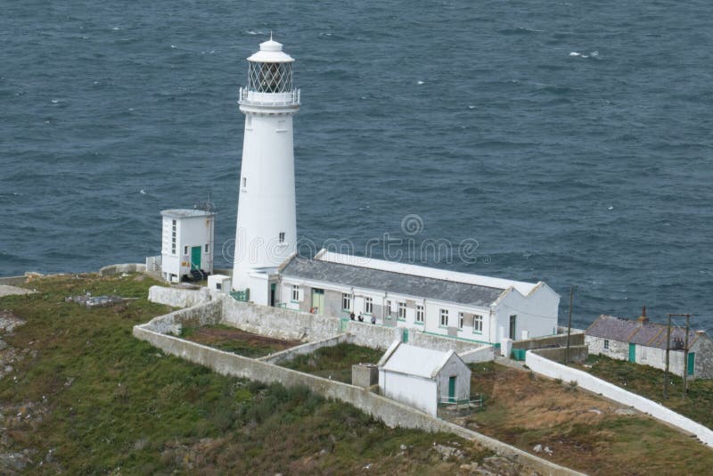 Aerial View of the Historic South Stack Lighthouse on the Shore of Holy ...