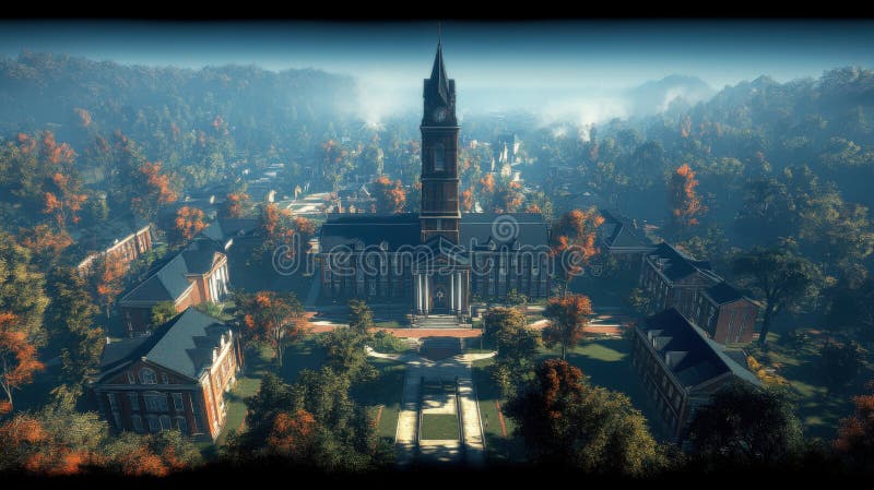 Aerial View of a Historic University Campus in Autumn Stock Image ...