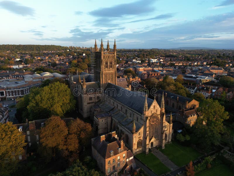 Aerial View of the Historic Worcester Cathedral in England Stock Photo ...