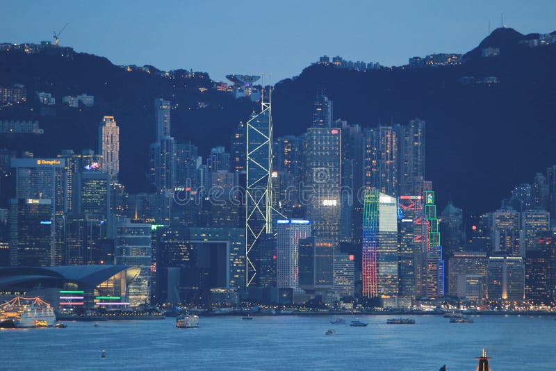 Aerial View of Hong Kong City at Night Editorial Photography - Image of ...