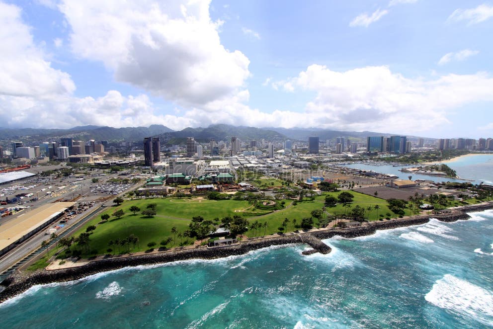 Aerial View of Honolulu stock image. Image of roads, populated - 22028747