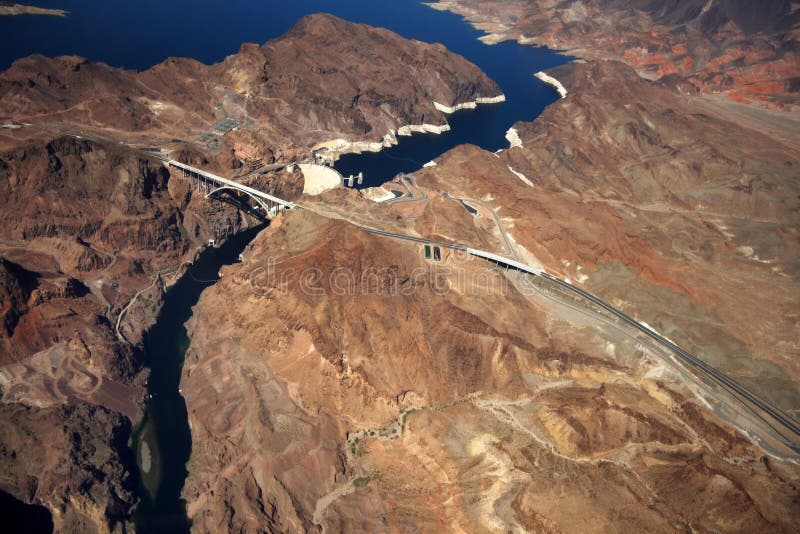 Aerial view of Hoover Dam stock photo. Image of arch - 26397176