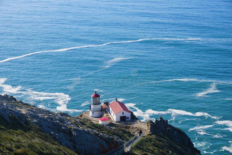 Aerial View of a House on the Hill beside the Ocean Stock Image - Image ...