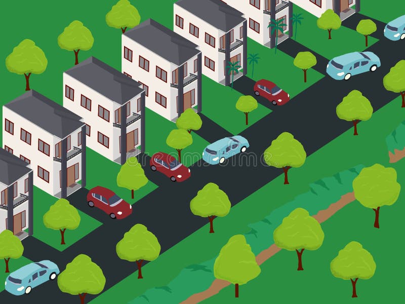 Aerial View of Housing Complex , Green Concept Illustration Stock ...