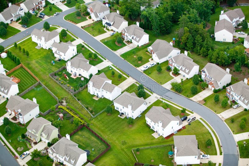 Aerial View of Housing Developmen Stock Photo - Image of domestic ...